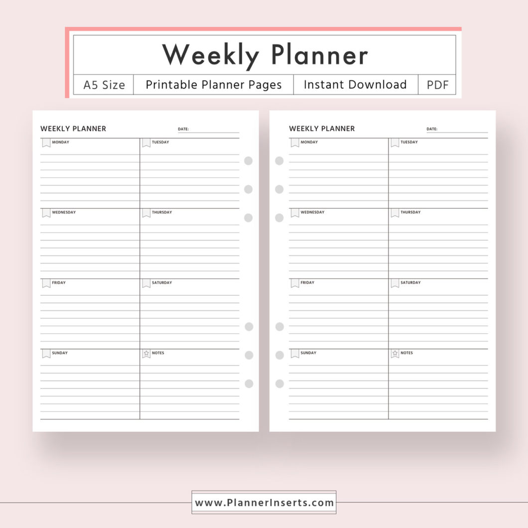 Weekly Planner for Unlimited Instant Download – Printable Planner ...