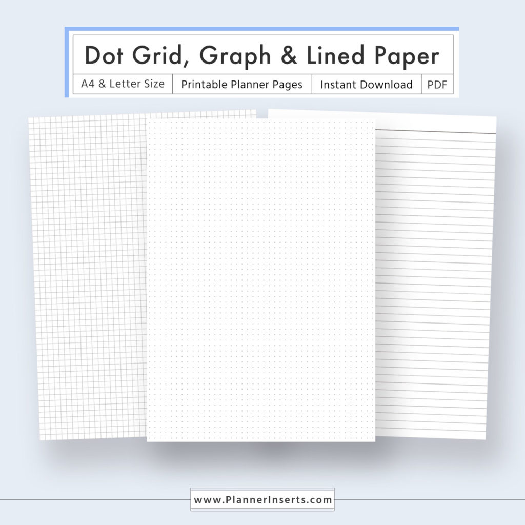 Dot Grid Paper, Graph Paper, Lined Paper for Unlimited Instant Download ...