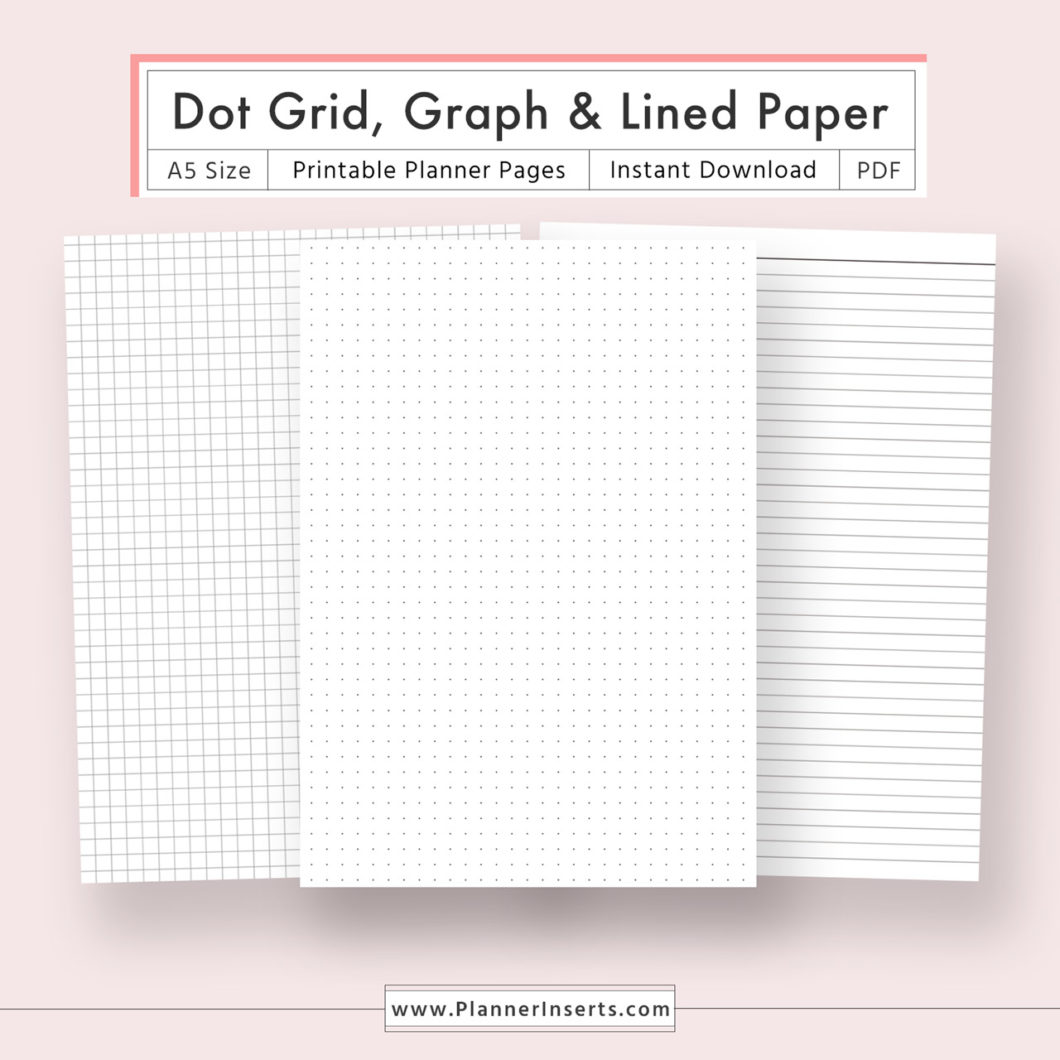 Dot Grid Paper, Graph Paper, Lined Paper for Unlimited Instant Download ...