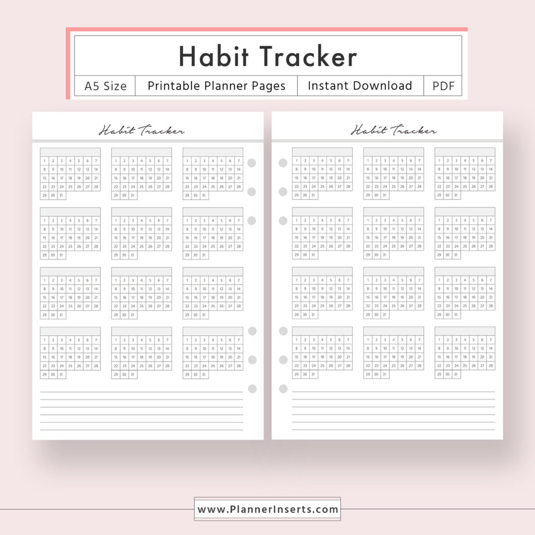 Habit Tracker for Unlimited Instant Download – Digital Printable ...