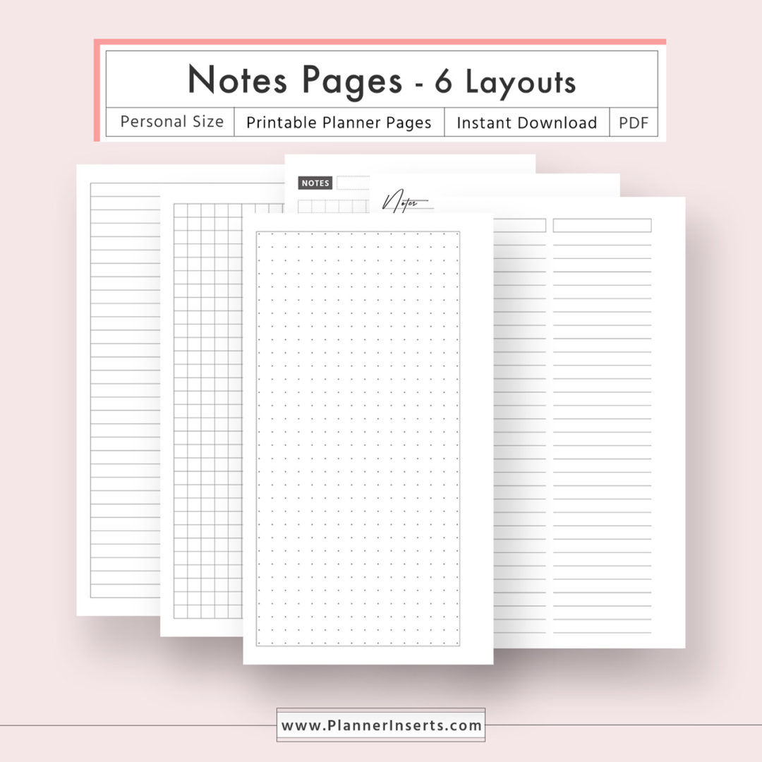 Notes Pages for Unlimited Instant Download – Digital Printable Planner ...