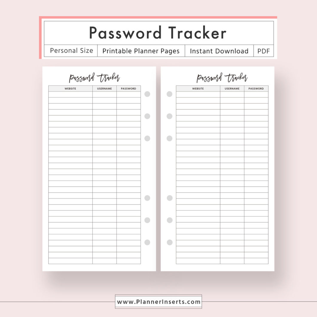 Password Tracker for Unlimited Instant Download – Digital Printable ...
