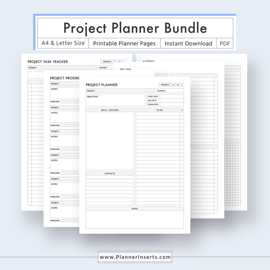 PROJECT PLANNER BUNDLE – Project Planner, Project Progress Overview ...