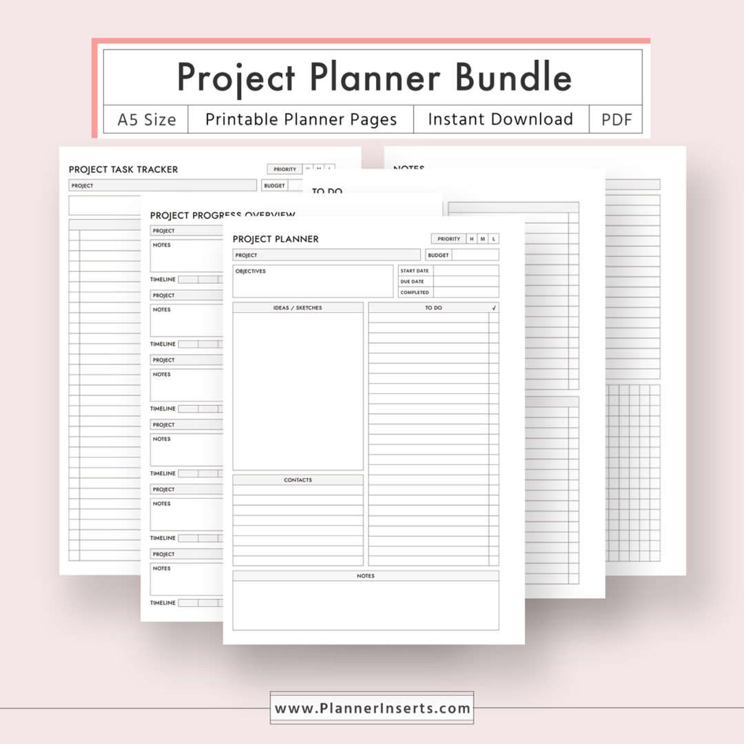PROJECT PLANNER BUNDLE – Project Planner, Project Progress Overview ...