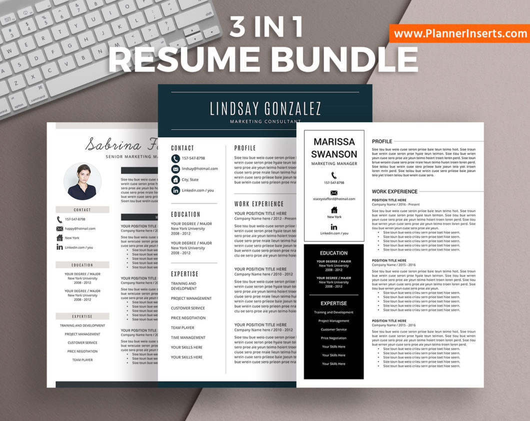 Resume Bundle, Simple CV Templates, Editable Professional CV Format ...