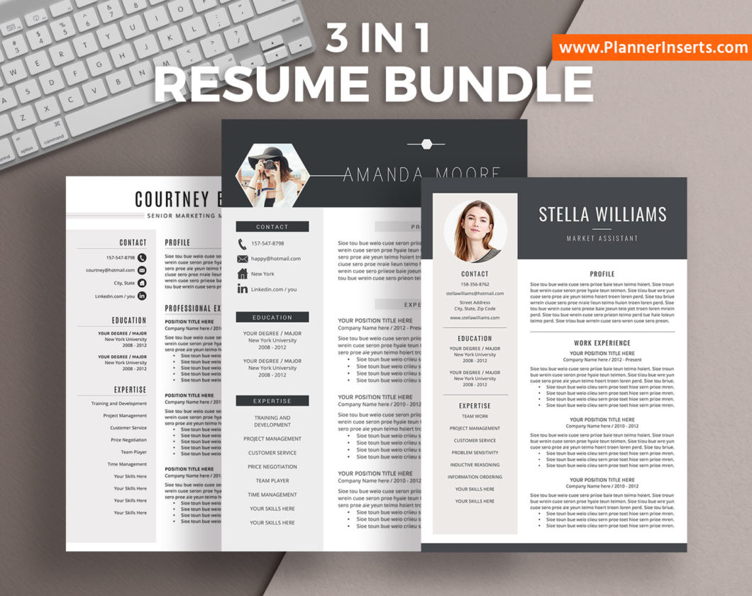 Professional Resume Bundle, Editable Simple CV Template, Curriculum ...