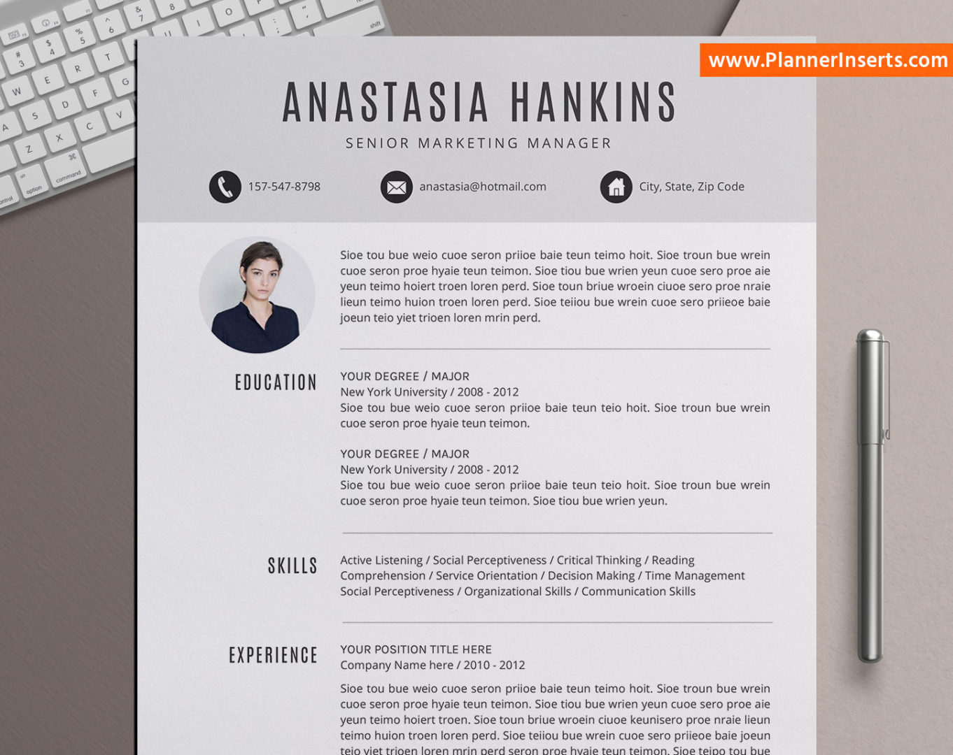 Professional CV Template Word, Curriculum Vitae, Simple CV Layout ...