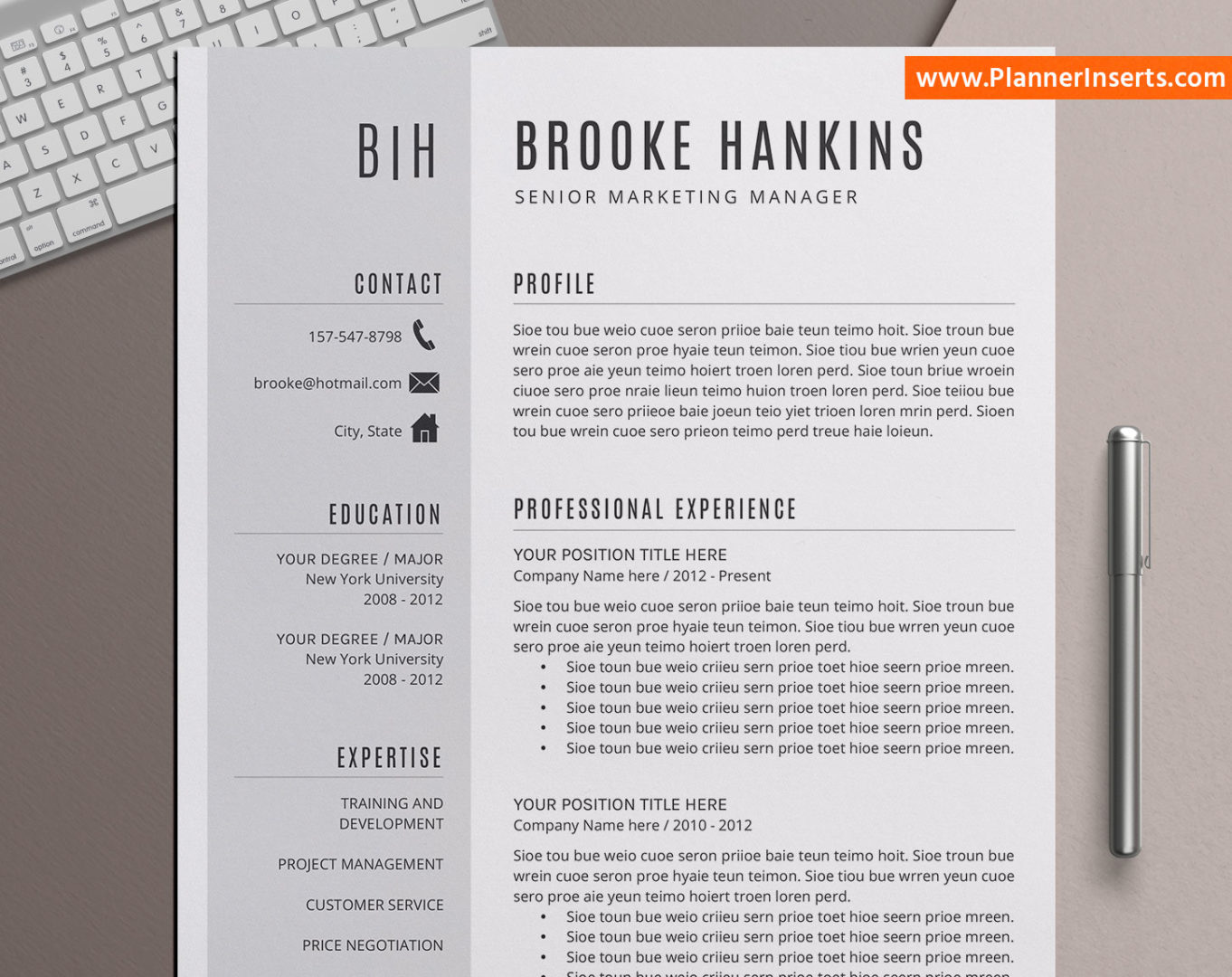 Simple and Professional CV Template, Curriculum Vitae, Cover Letter ...