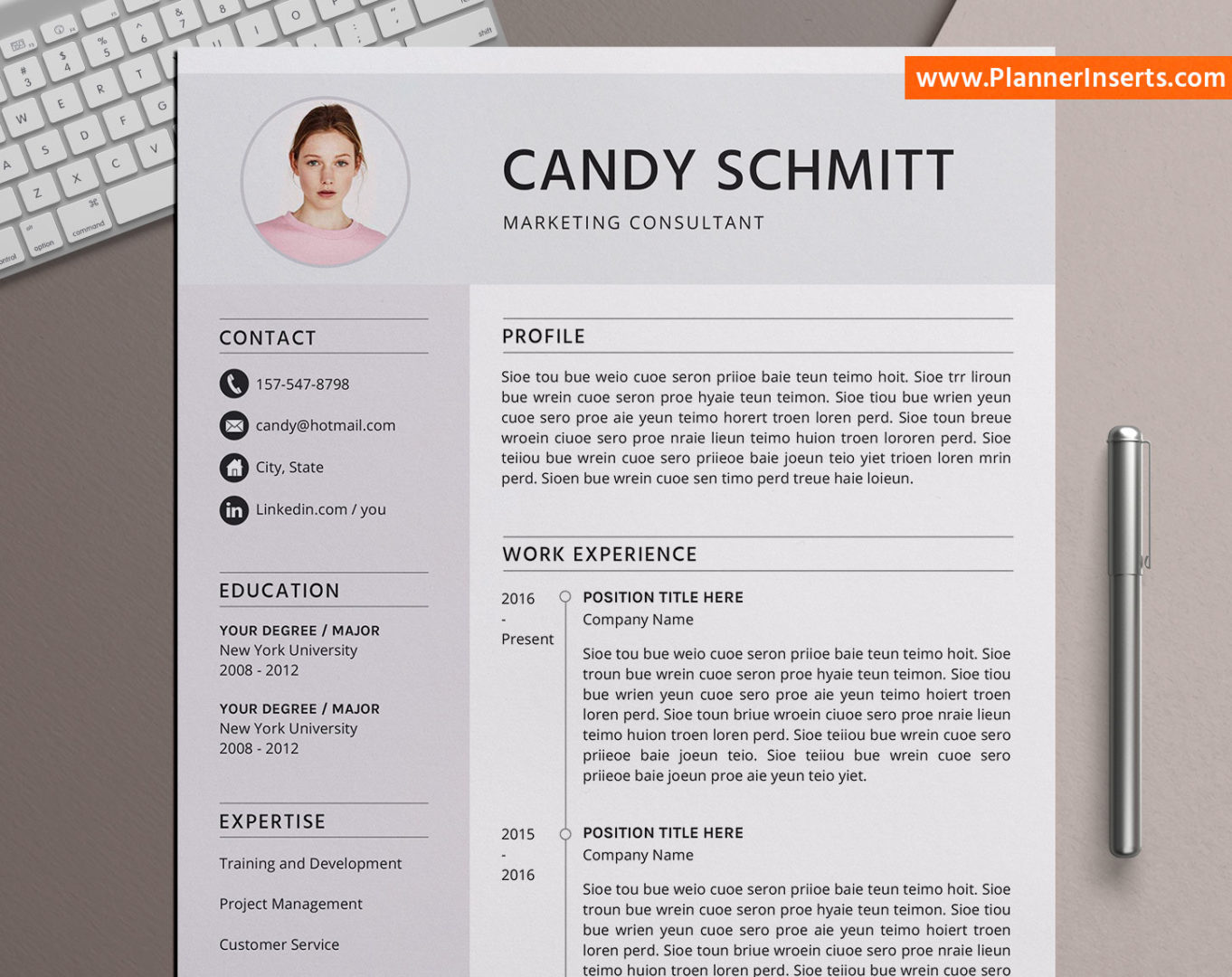 Resume Templates With Photo – Page 2 – PlannerInserts.com