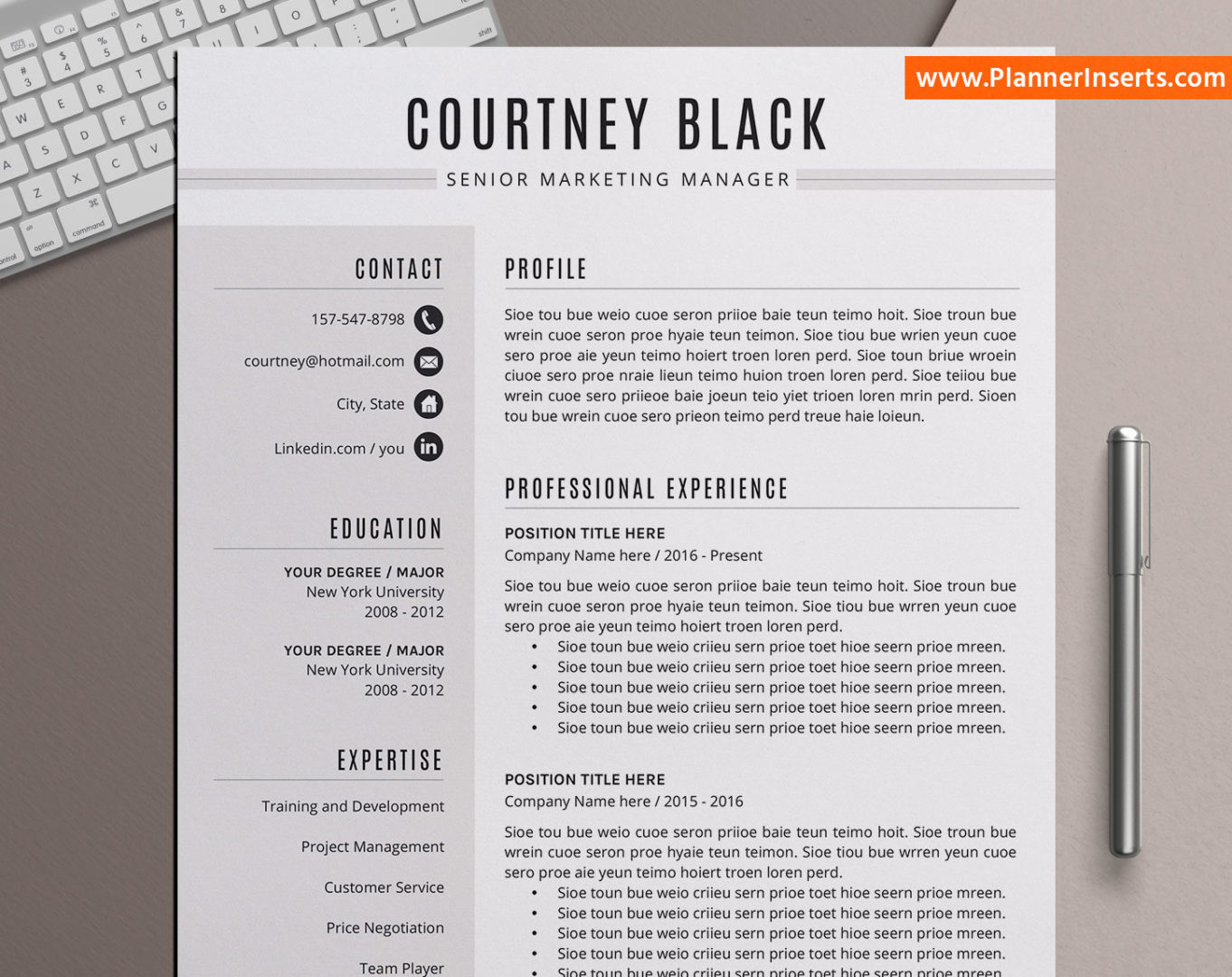 Modern CV Template for Word, Professional CV Design, Cover Letter, 1-3 ...