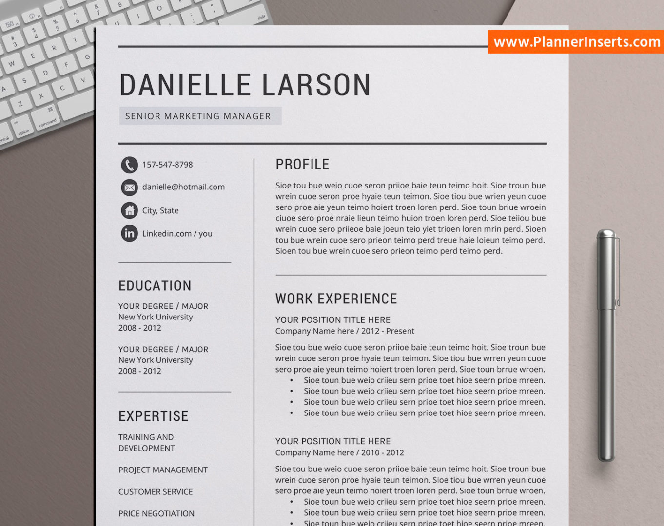 CV Template for Word, Professional CV Format, Editable CV Layout Design ...