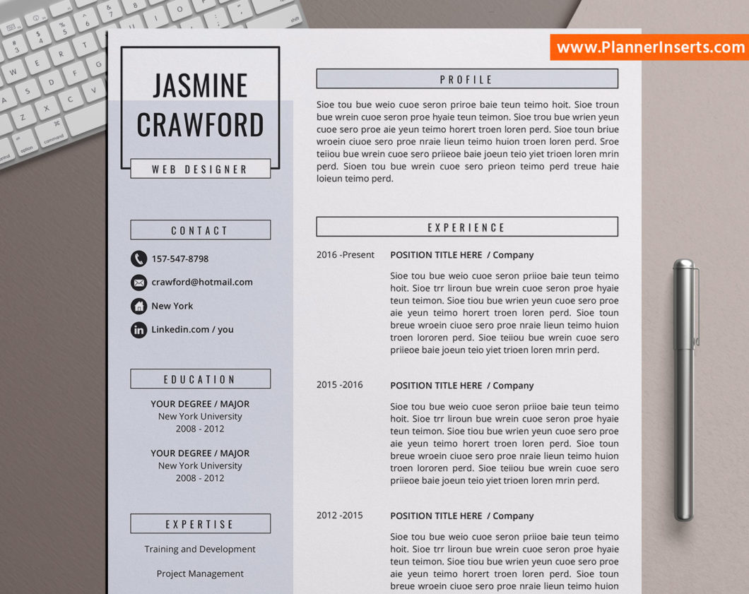Professional CV Template for MS Word, Cover Letter, Curriculum Vitae ...