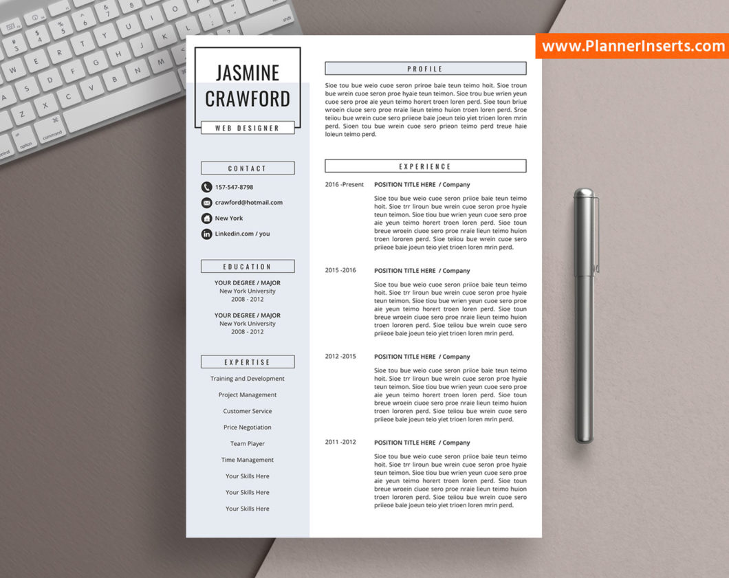 Professional CV Template for MS Word, Cover Letter, Curriculum Vitae ...