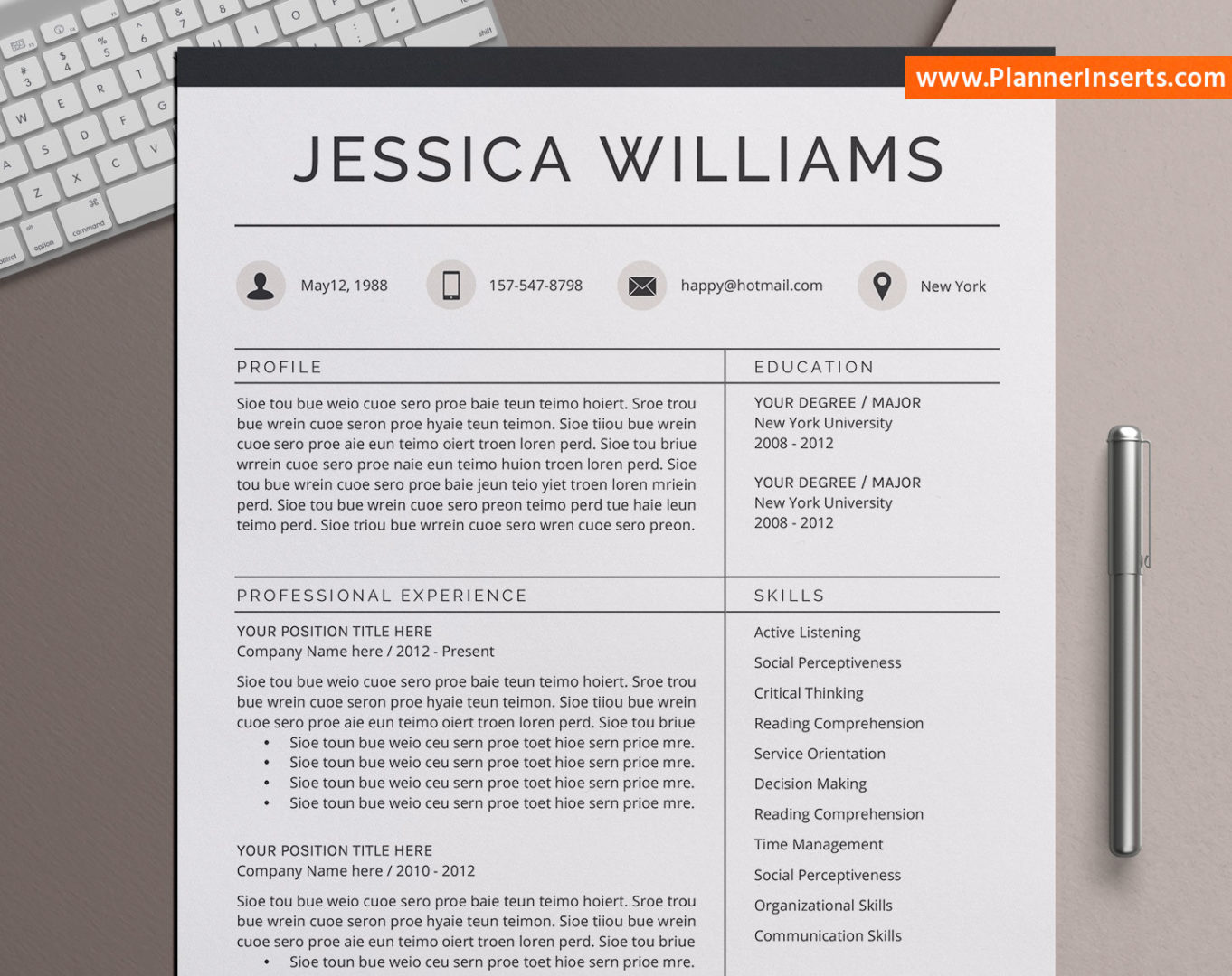 Modern and Creative CV Template Word, Curriculum Vitae, Simple CV ...
