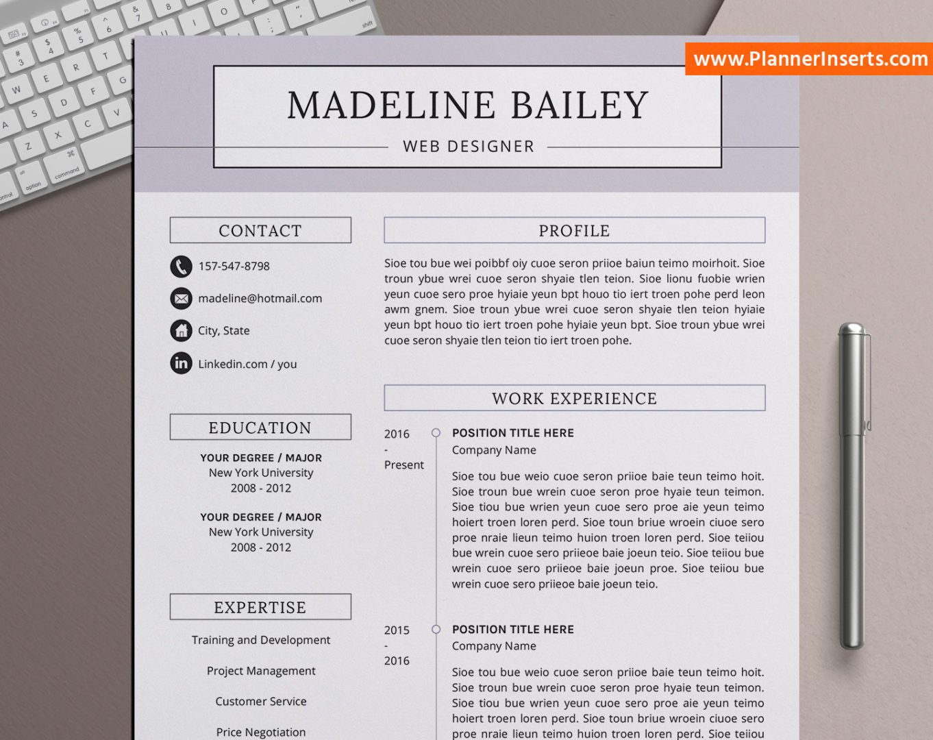 Professional CV Template for Word, Editable CV Format, Cover Letter ...
