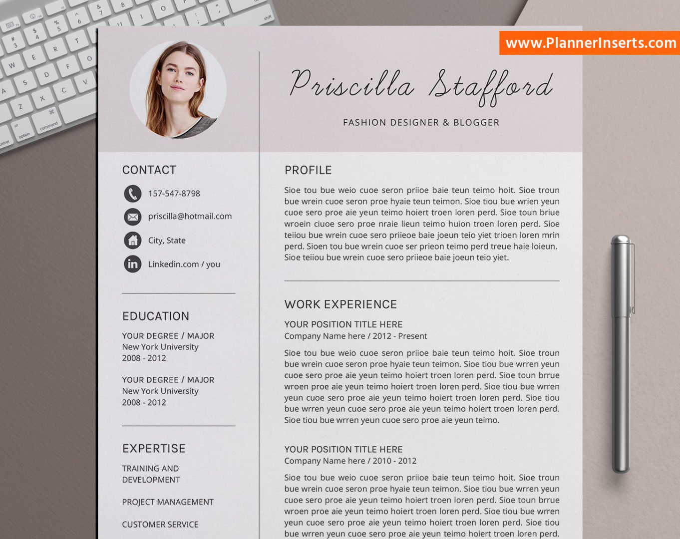 CV Templates With Photo – PlannerInserts.com