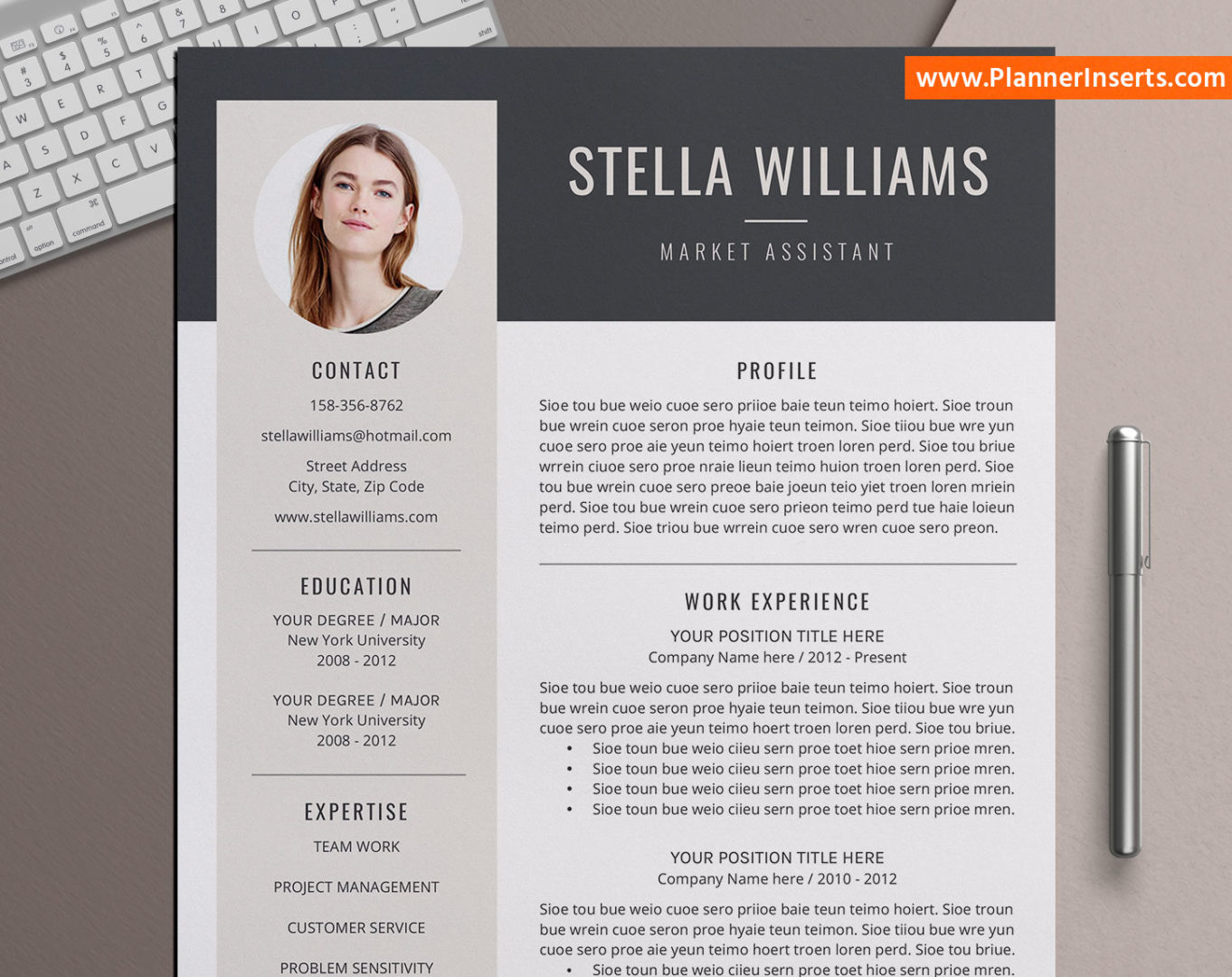 Professional Resume Bundle, Editable Simple CV Template, Curriculum ...