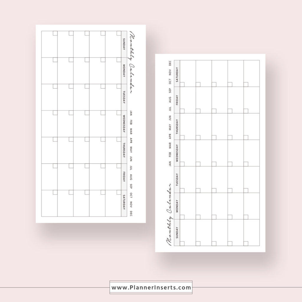 Undated Monthly Calendar for Unlimited Instant Download – Digital ...
