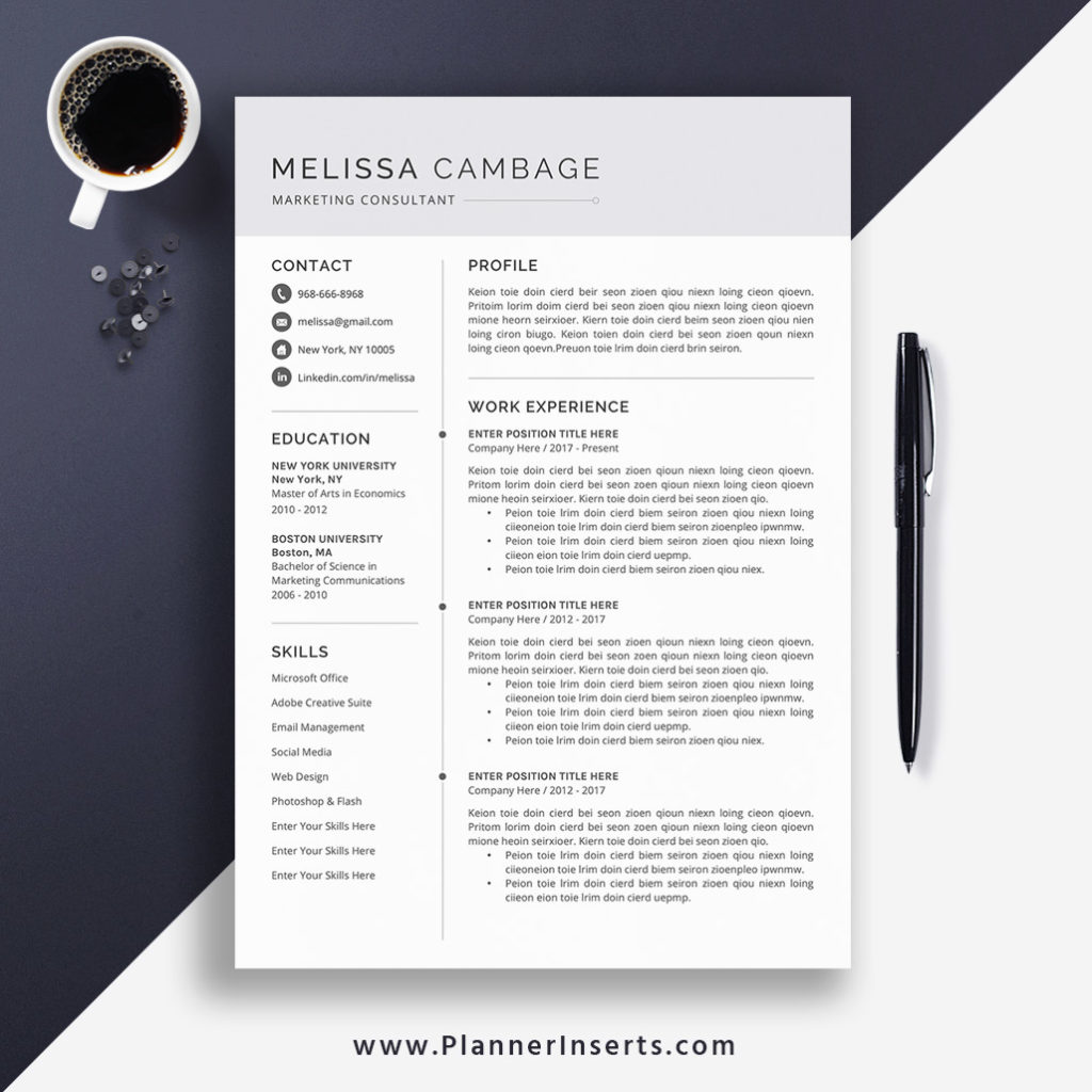 Minimalist CV Template Word, Professional CV Format Design, Simple CV ...