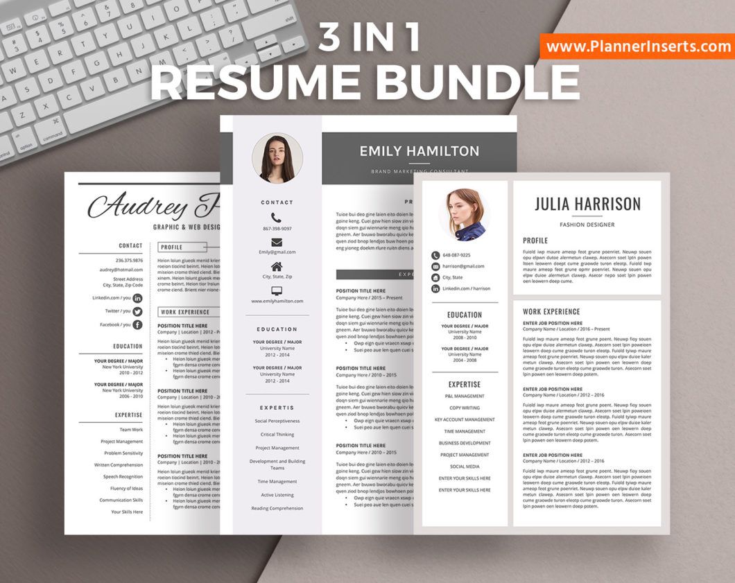 Modern CV Bundle, CV Templates Word, Curriculum Vitae, Professional ...