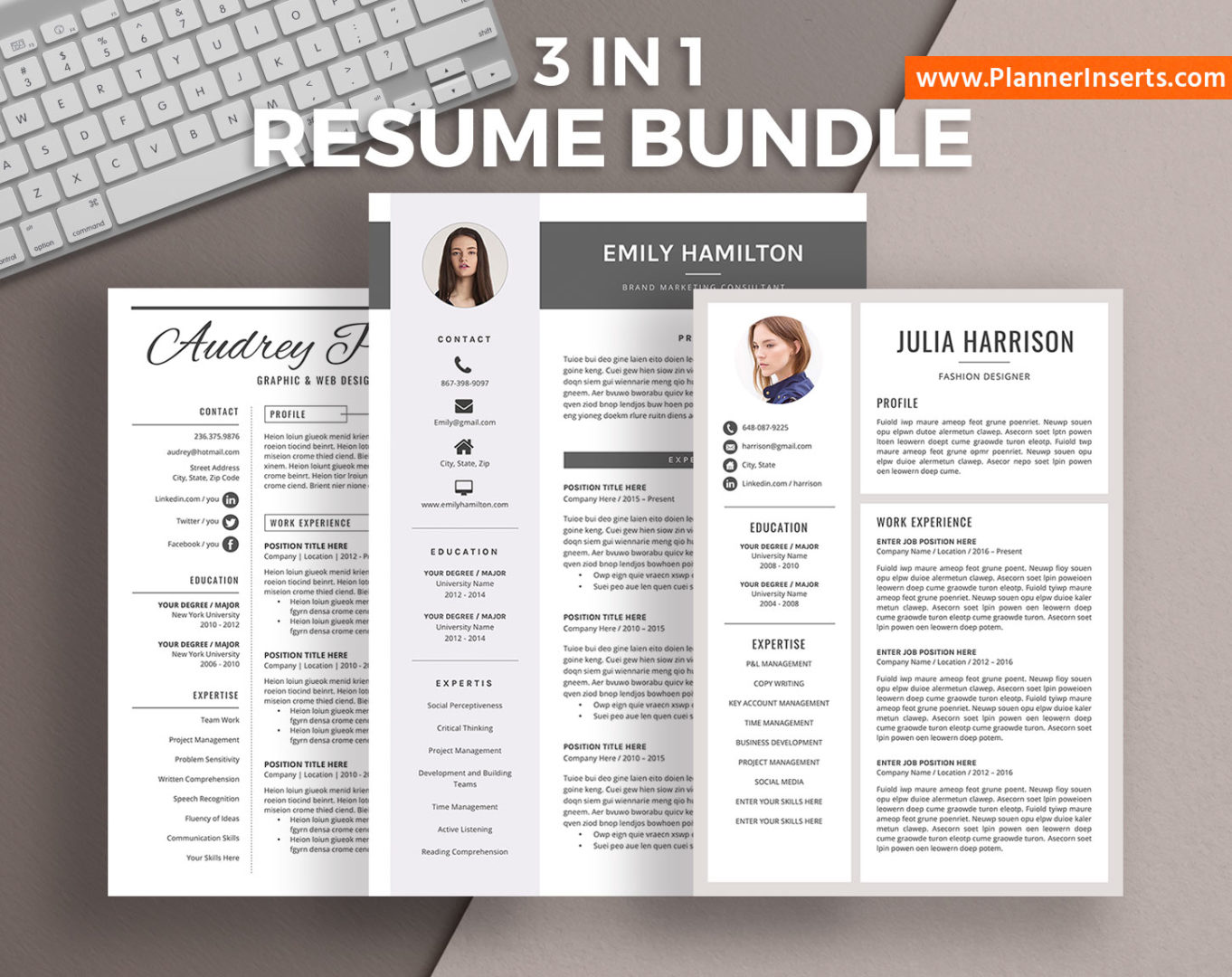 Modern CV Bundle, CV Templates Word, Curriculum Vitae, Professional ...