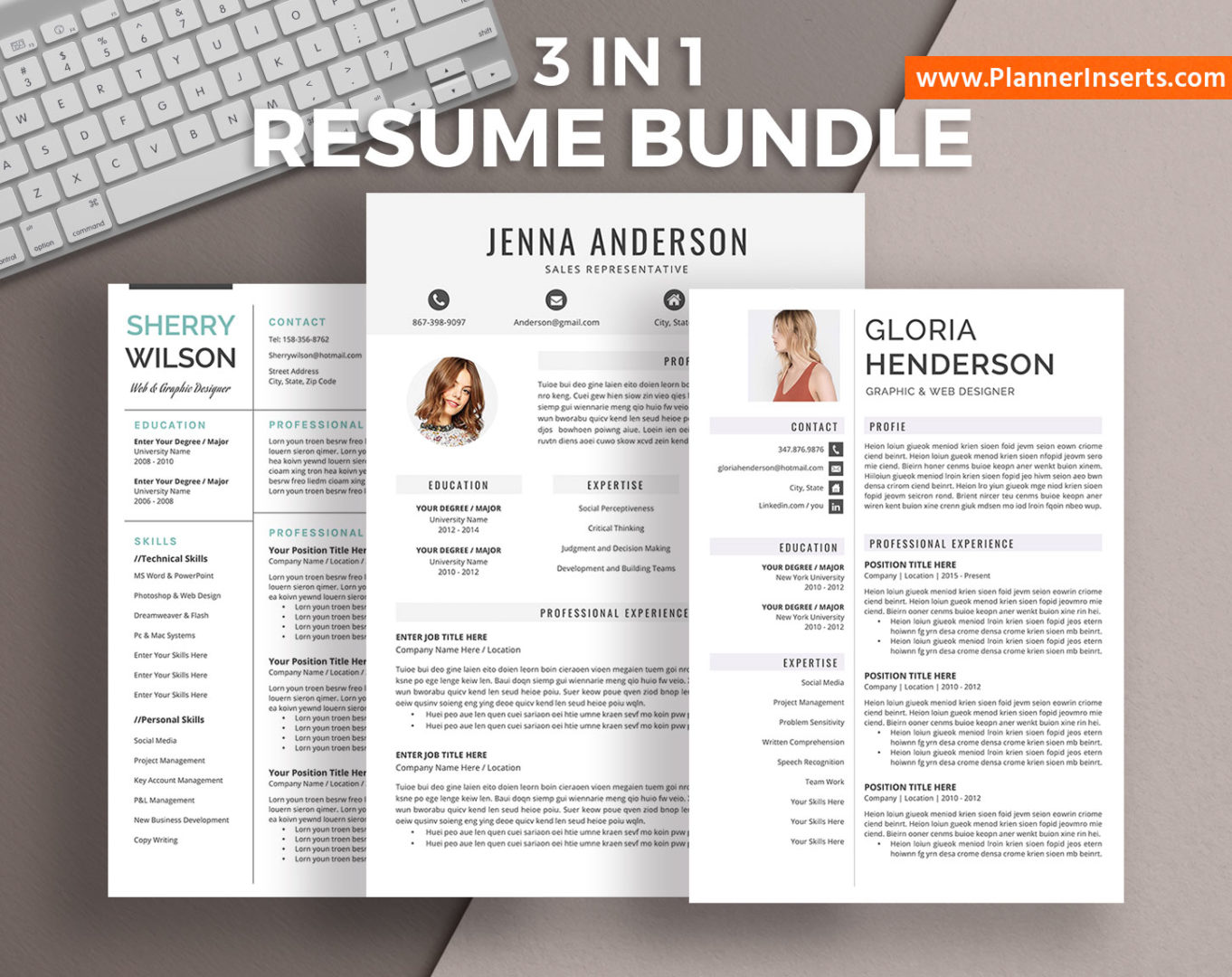 Simple Resume Bundle, Editable CV Templates, CV Layout, MS Word Resume ...