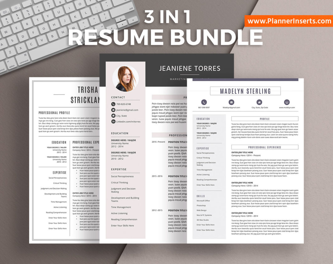 Professional CV Bundle, Modern CV Templates Design, Cover Letter, Word ...