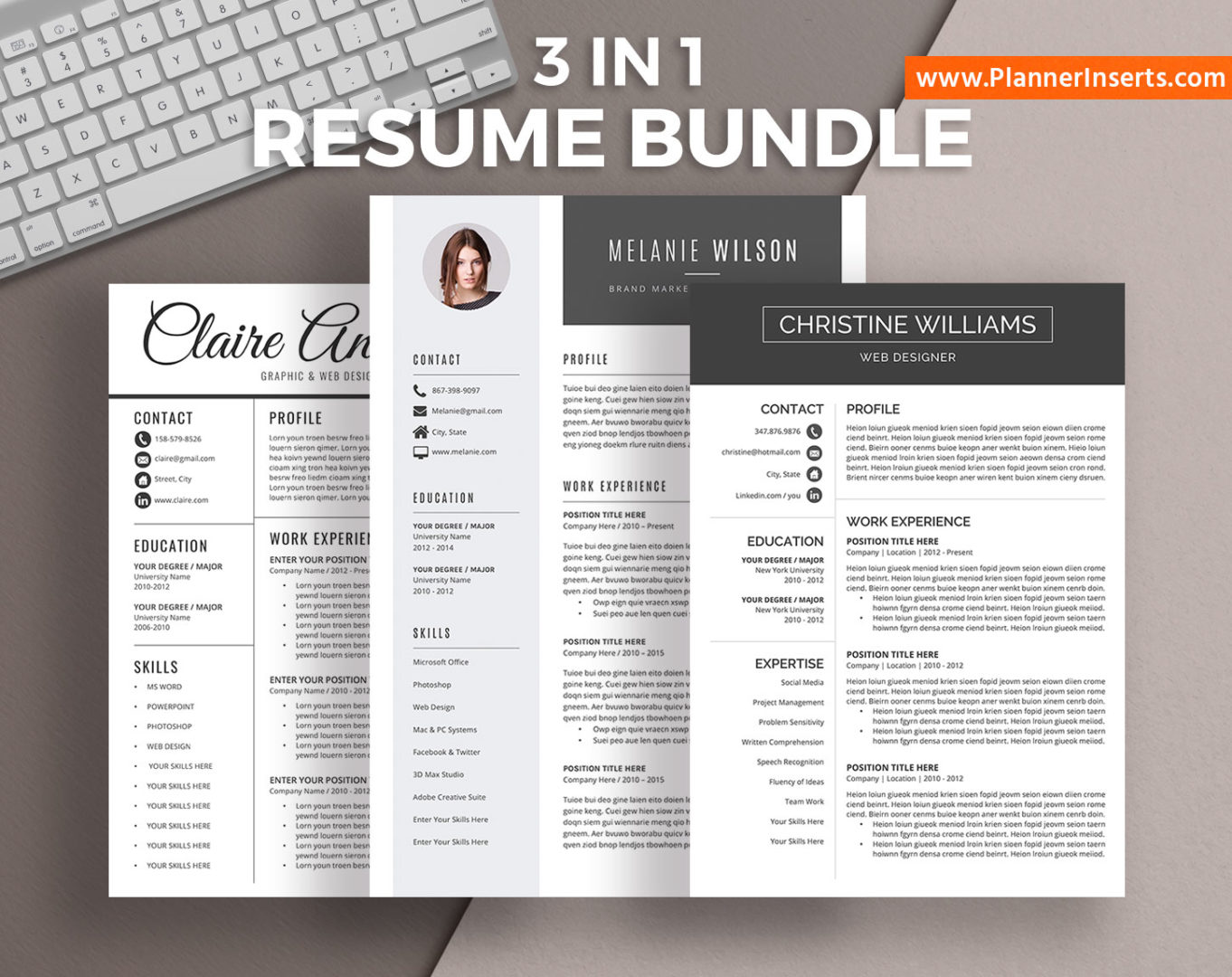 Modern CV Bundle, Curriculum Vitae, Simple CV Templates Word ...