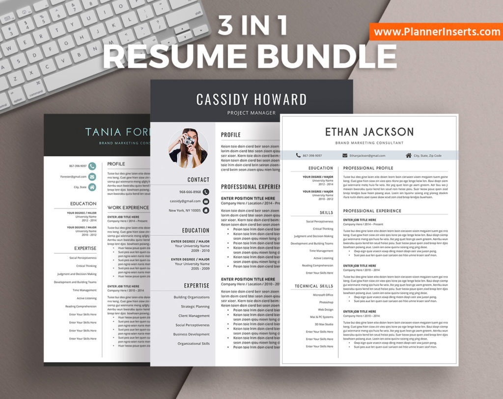 Professional CV Bundle , Modern CV Templates for MS Word, 1-3 Page CV ...