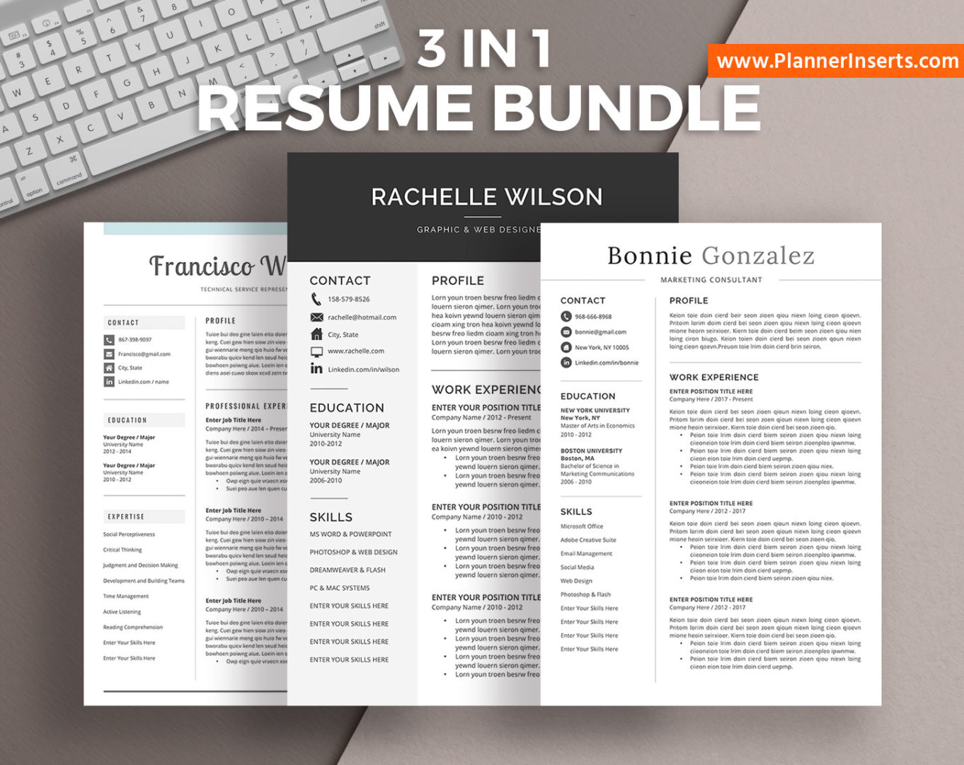 Modern CV Bundle, Curriculum Vitae, Simple CV Templates, Word Resume ...