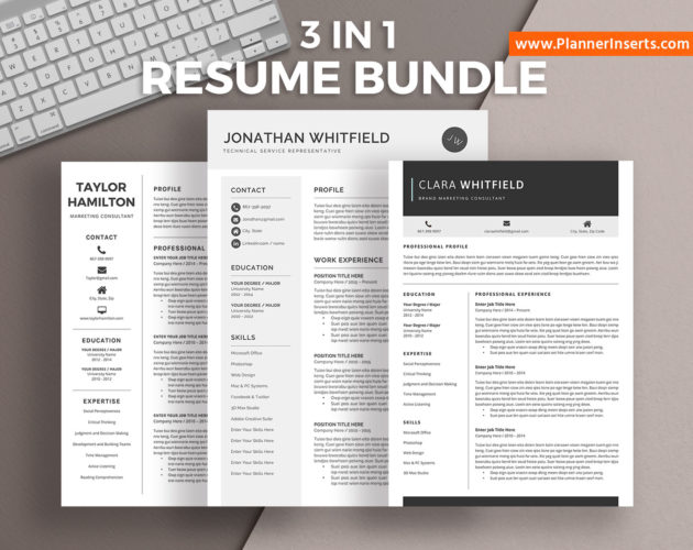 Professional CV Bundle, Curriculum Vitae, Simple CV Templates Design ...