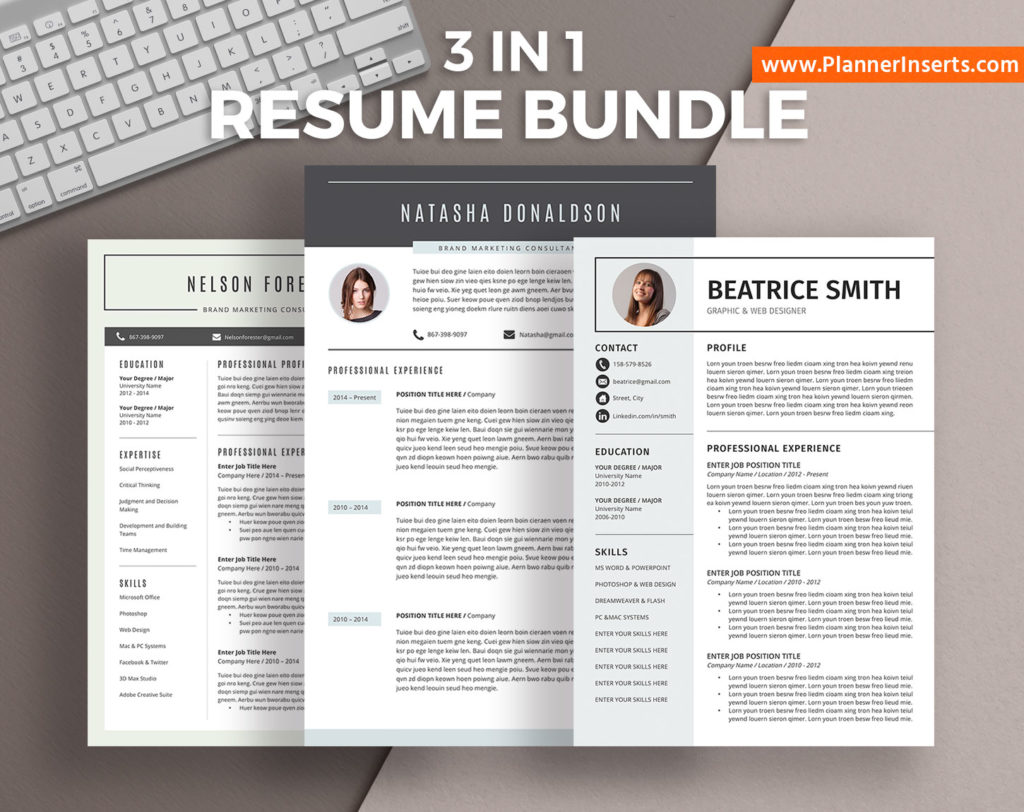 Professional CV Bundle, Modern CV Templates, 1-3 Page CV Format, MS ...