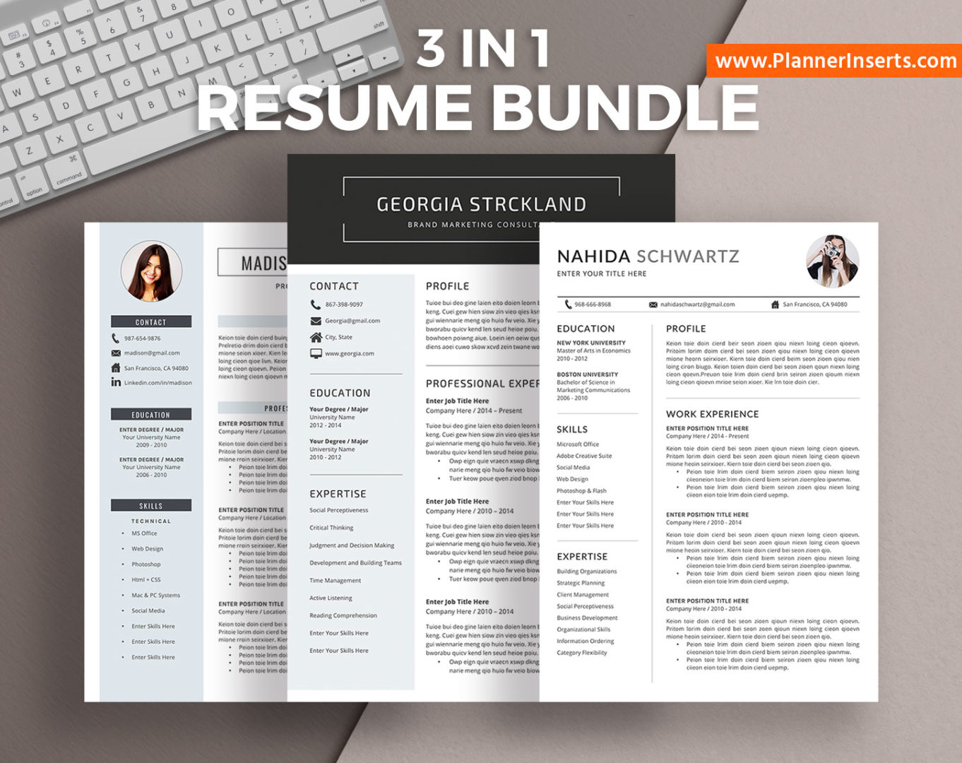 Modern CV Bundle for MS Word, Curriculum Vitae, Editable CV Templates ...