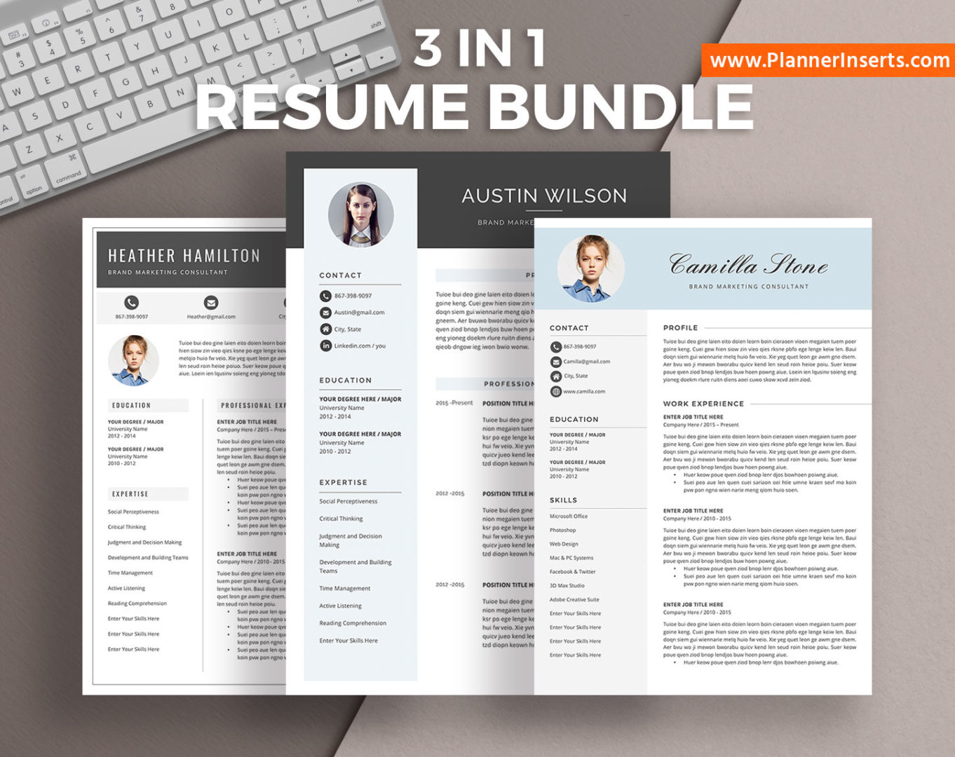 Modern CV Bundle, Creative CV Templates, 1-3 Page CV Format, Cover ...