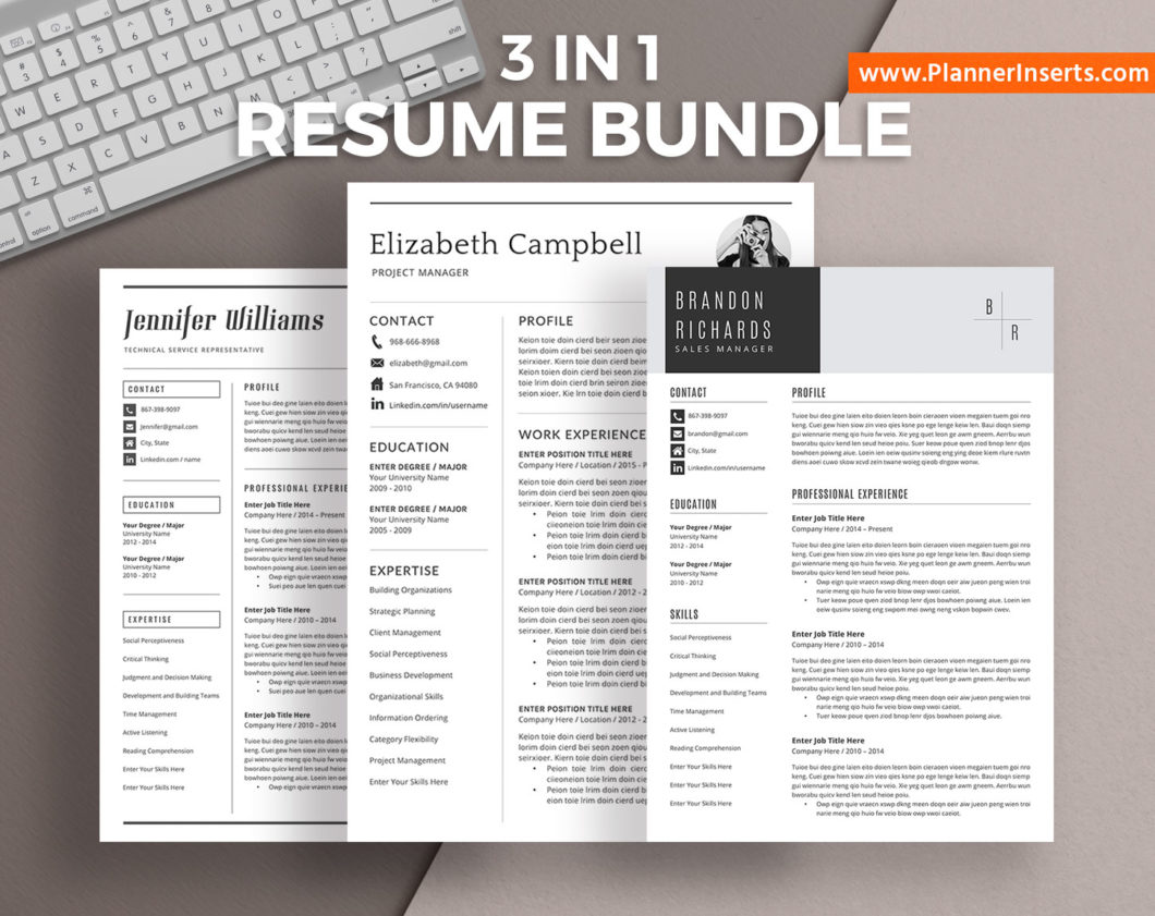 Professional CV Bundle, Modern CV Templates, Cover Letter, MS Word ...