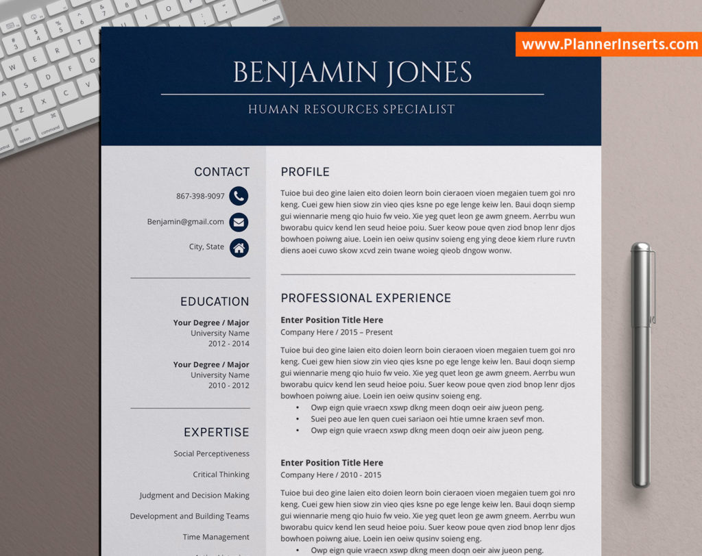 Resume Templates – PlannerInserts.com