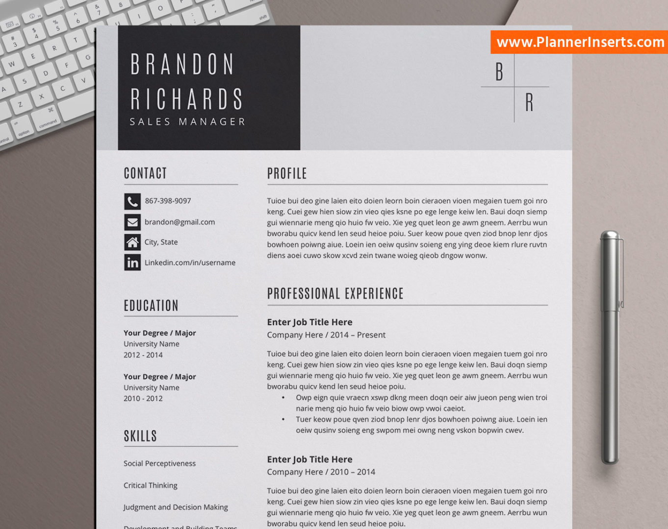 Professional CV Bundle, Modern CV Templates, Cover Letter, MS Word ...