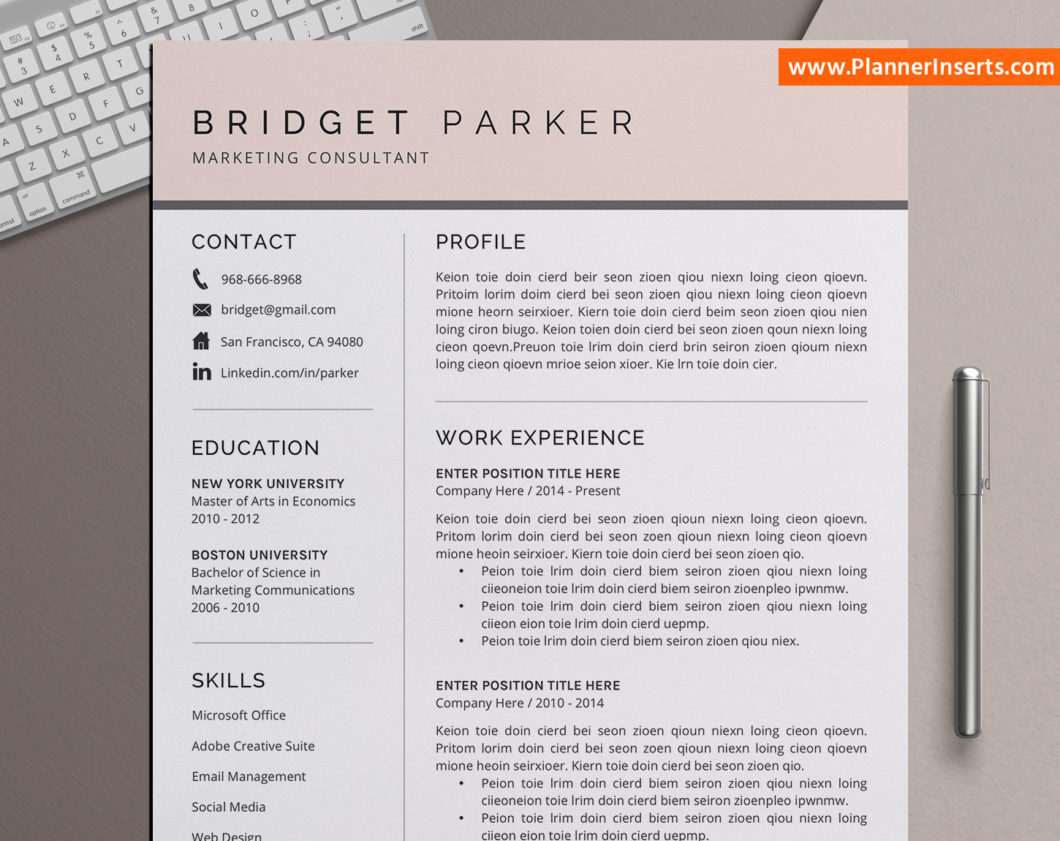 CV Template for MS Word, Simple CV Format, Clean CV Layout, Cover ...