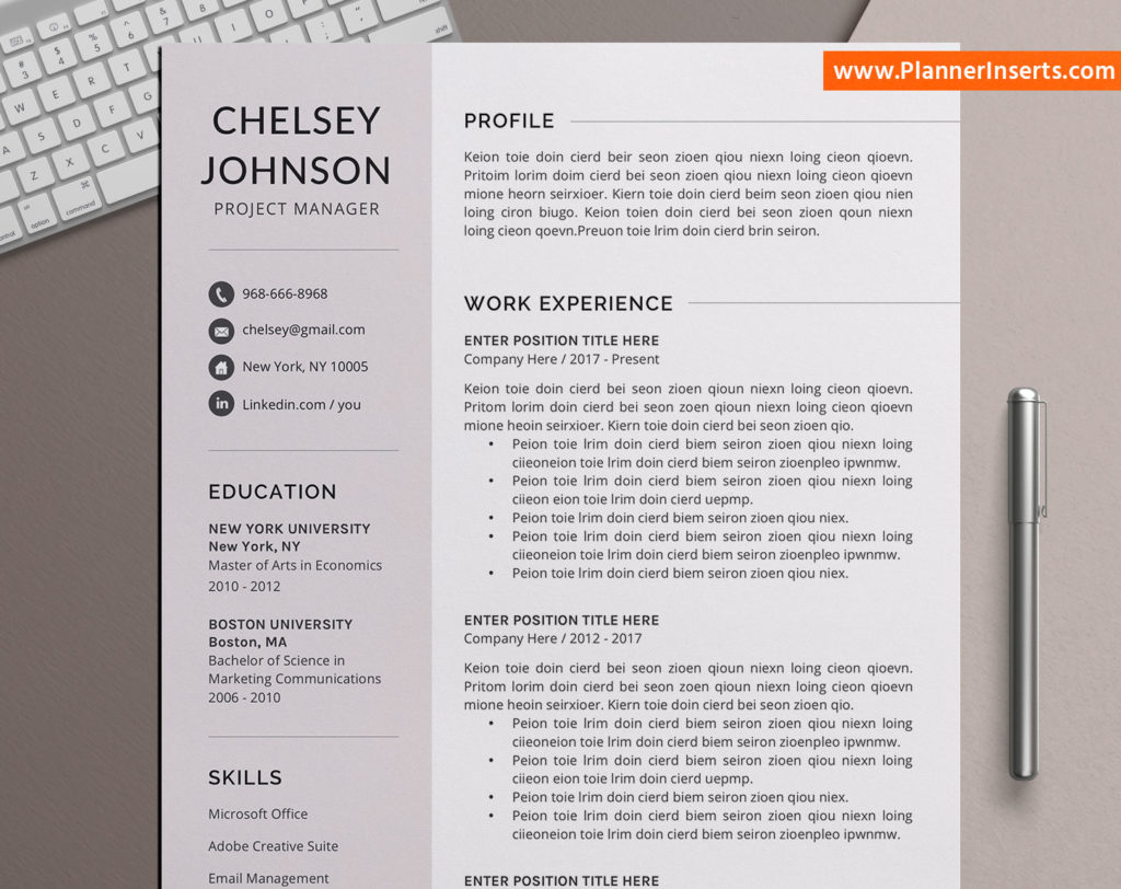 Editable CV Template Word, Simple CV Format, Curriculum Vitae, 1, 2 and ...