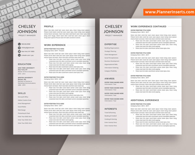 Editable CV Template Word, Simple CV Format, Curriculum Vitae, 1, 2 and ...
